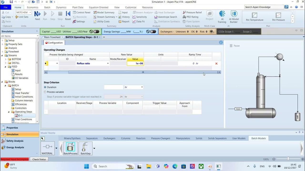 Aspen plus simulation for batch distillation laboratory - YouTube