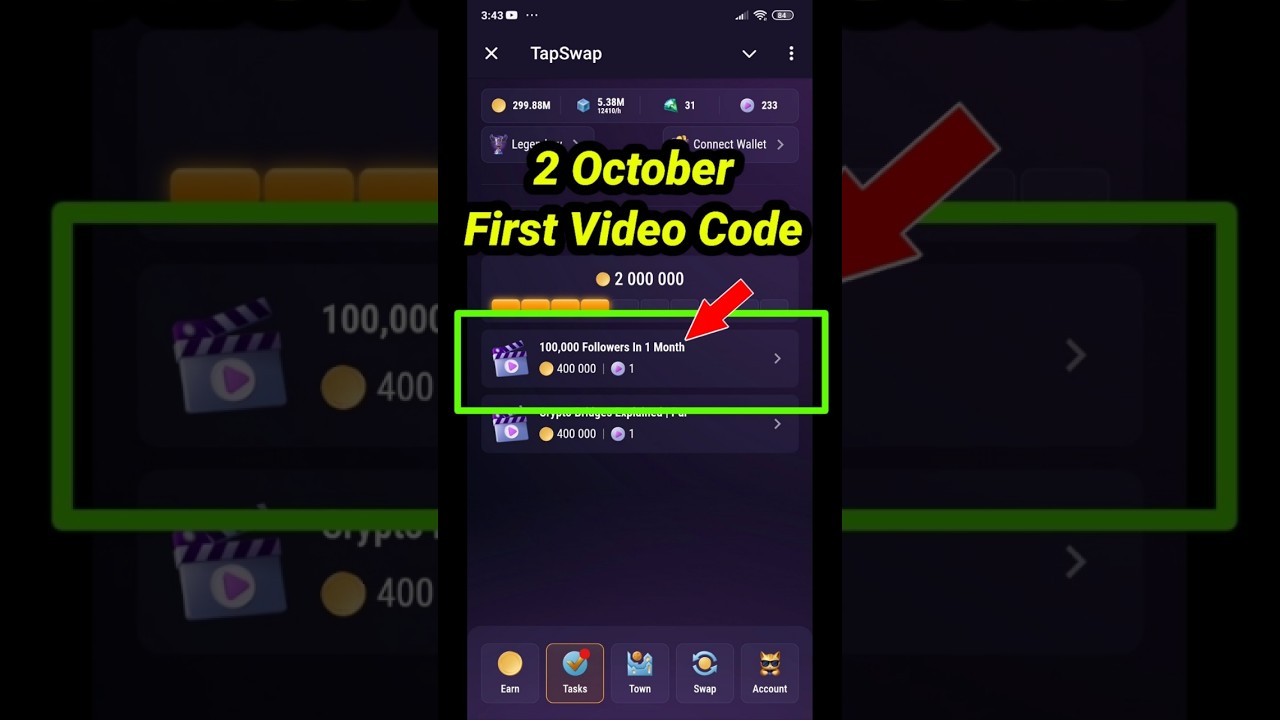 100,000 Followers In 1 Month | TapSwap Daily Video Code | TapSwap 2 ...