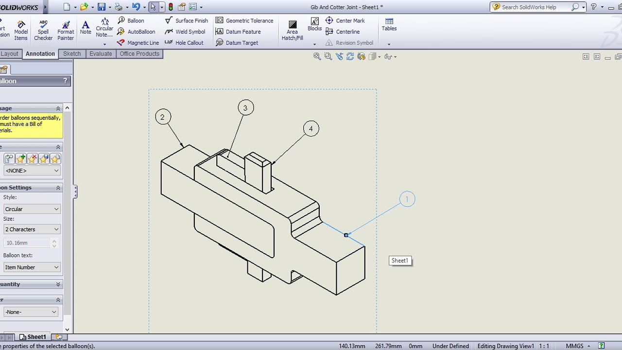 SolidWorks Tutorial in Tamil 89 : Balloon | Drafting | Drawing - YouTube