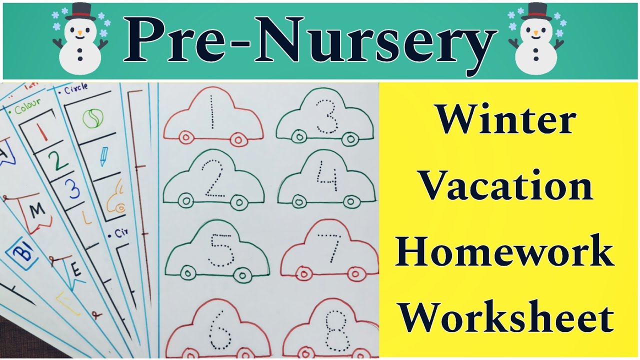 10 Colourful Pre-Nursery Winter ☃️ Vacation Homework Worksheet ...