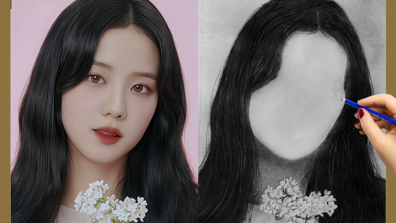 Kim Jisoo BLACKPINK Portrait Drawing | Realistic Fan Art - YouTube