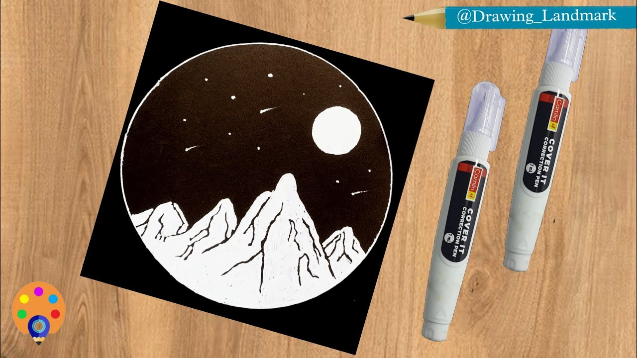 whitener pen drawing | The ice mountain | easy creative art #draw # ...