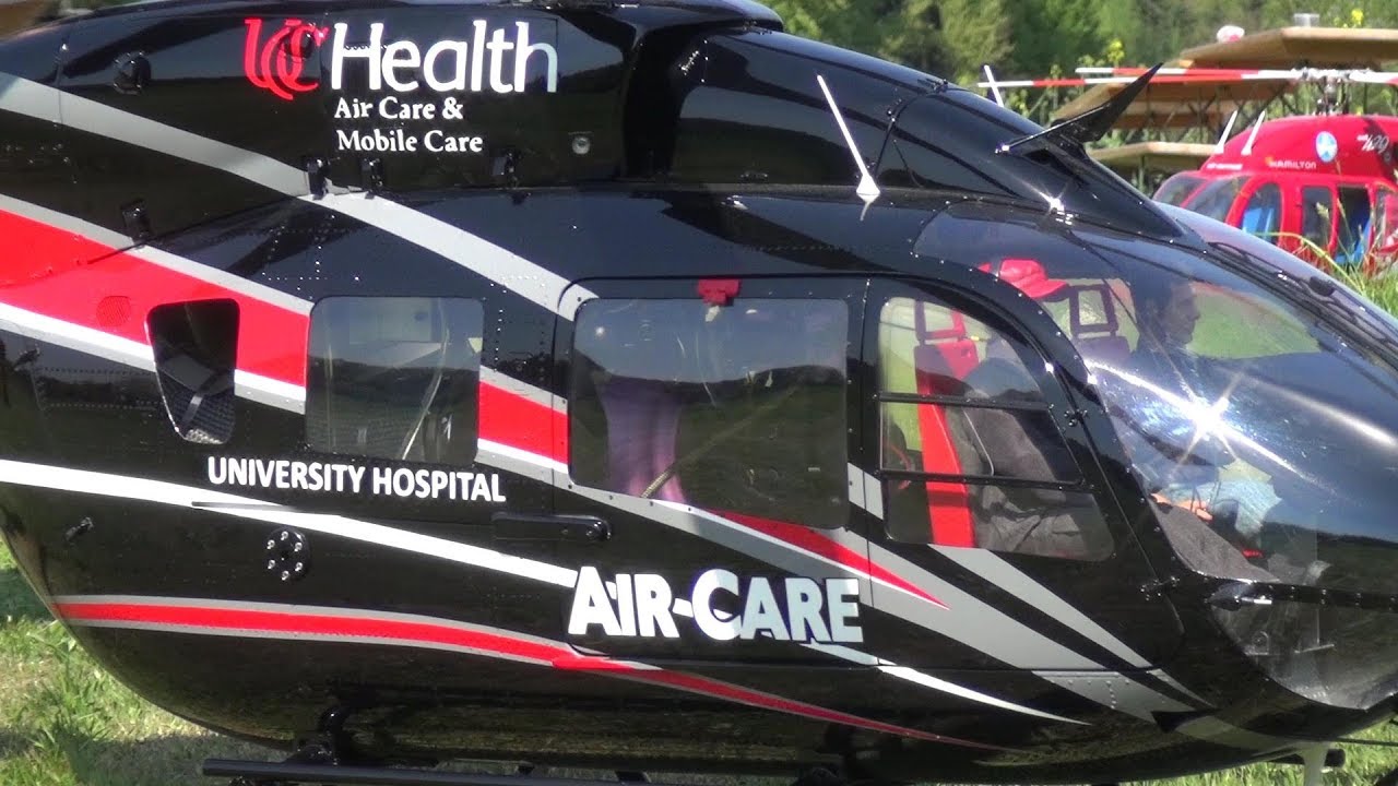 AMAZING R/C HELICOPTER EC-145 AIR CARE OF CINCINNATI HIGH DETAILED ...