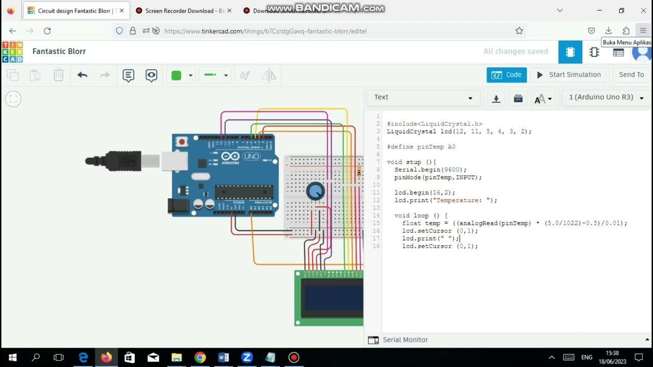 Project Simulasi Sensor Suhu dengan LCD menggunakan Arduino via tingkercard - YouTube