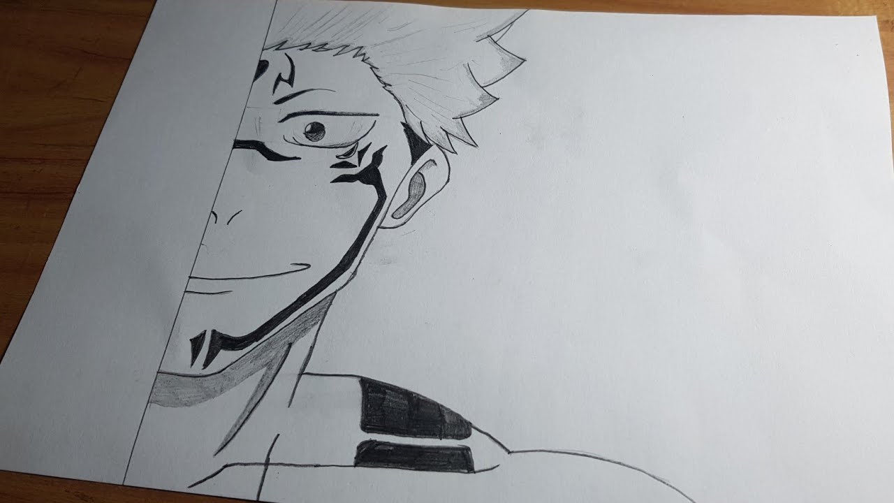 How to draw sukuna half face ( step by step ) - [ jujutsu kaisen ] 🔥 ...