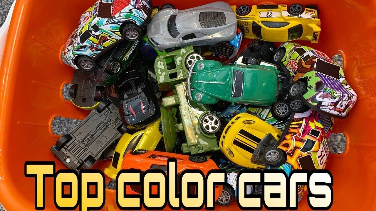 Top color cars box little sport cars yellow green grey orange - YouTube