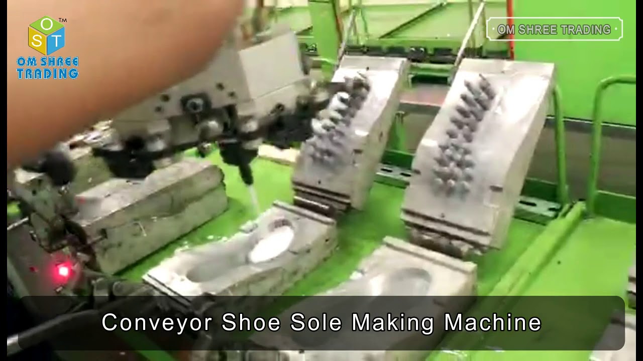 PU Conveyor Shoe Sole Making Machine - YouTube
