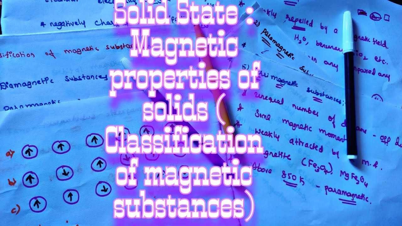 Solid State :magnetic Properties of Solids( classification of magnetic ...