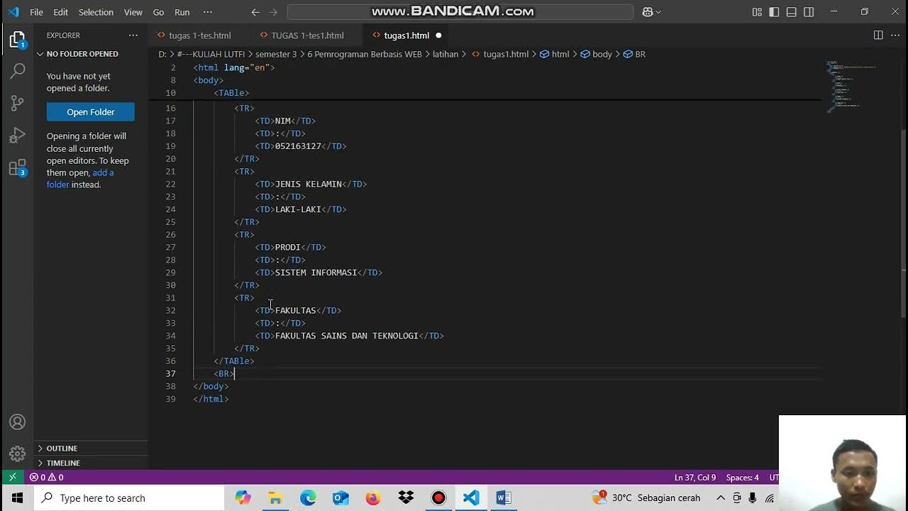 Tugas 1-Membuat Website Sederhana Untuk Menampilkan Biodata - YouTube