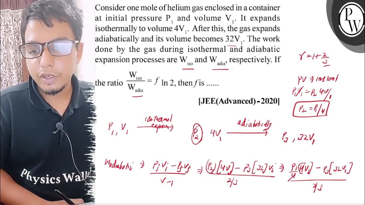 Consider one mole of helium gas enclosed in a container at initial ... - YouTube