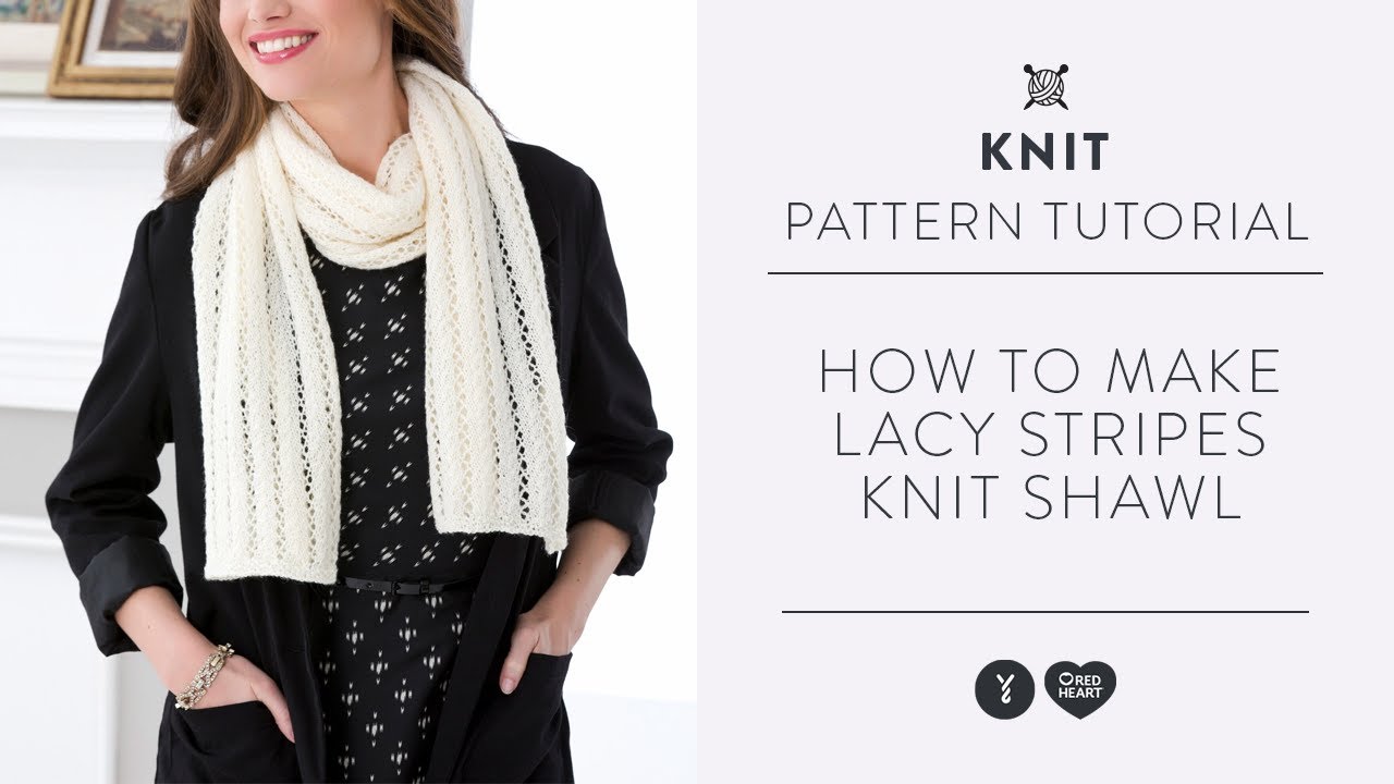 How to Make Lacy Stripes Knit Shawl 1 - YouTube
