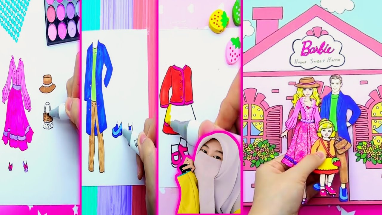 CARA MEMBUAT BONEKA KERTAS ️gaun keluarga Barbie ️ TIPS & TRIK PAPER ...