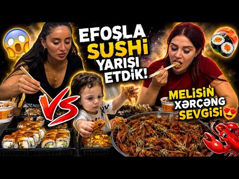 GELEN SUALARI CAVABLAYIB SUSHİ YARIŞI ETDİK 😍 