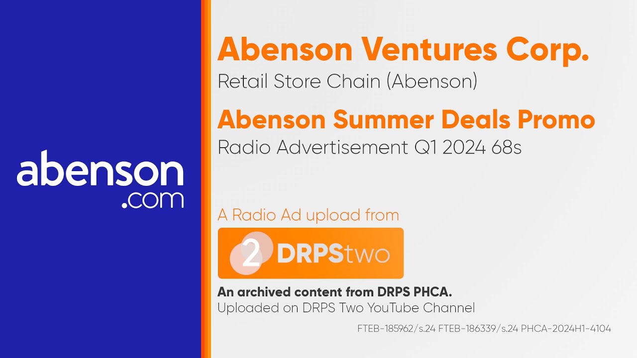 Abenson Summer Deals Promo Radio Ad Q1 2024 68s (Tarlac Listeners ...