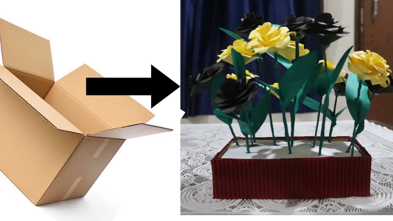 DIY Flower Pot from Cardboard and Chart Paper Easy Craft - YouTube
