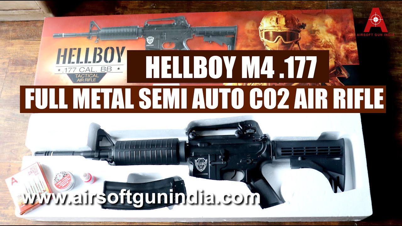 HellBoy M4 .177 Full metal semi auto co2 Air rifle - YouTube