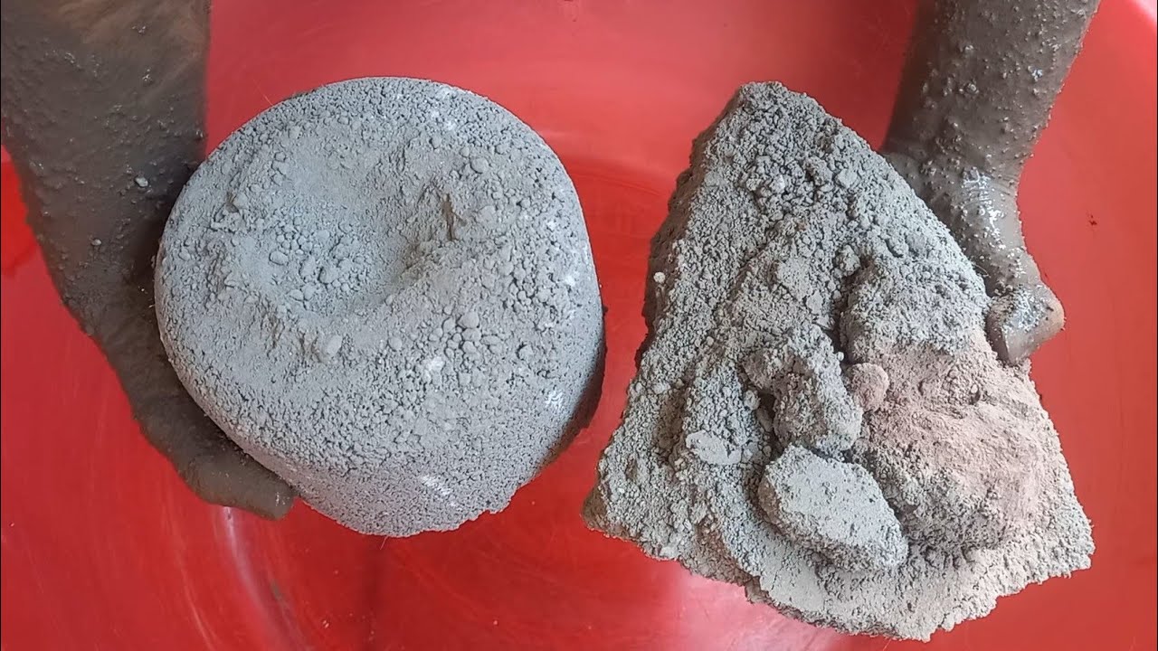 ASMR dusty grainy cement chunks cylinders crumbling | most satisfying ...