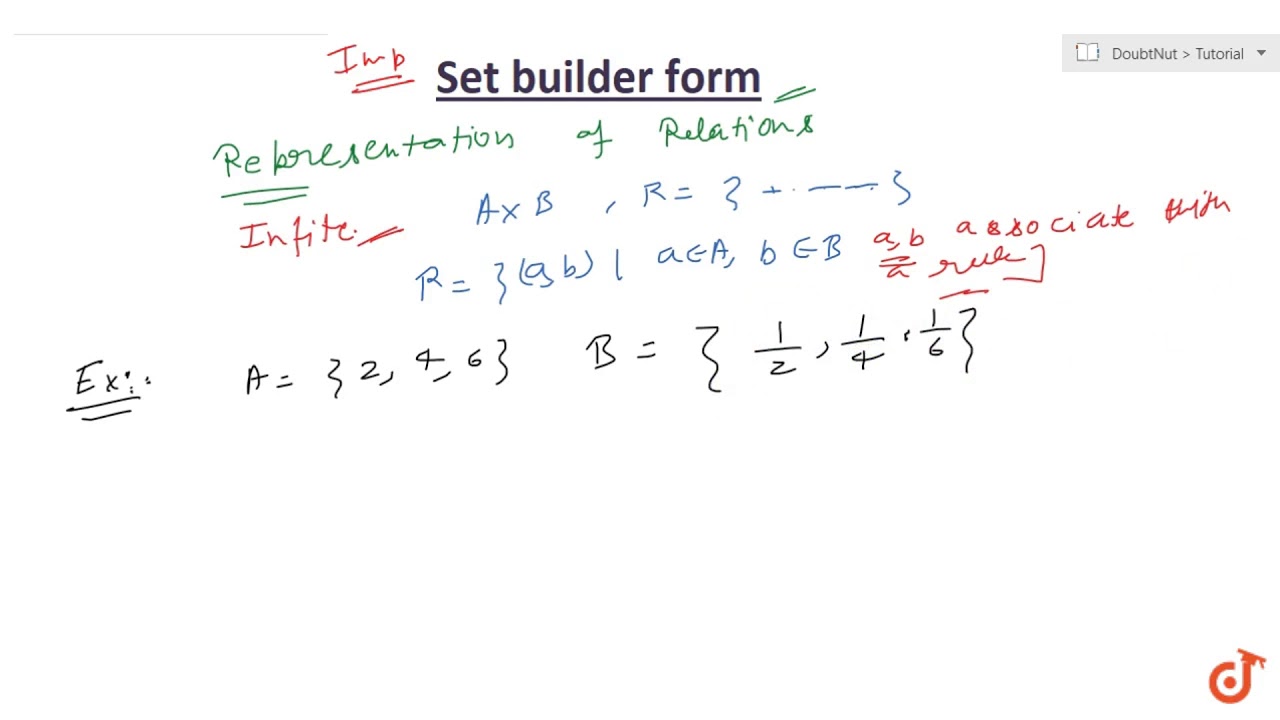 Representation Of A Relation In a Set Builder Form YouTube