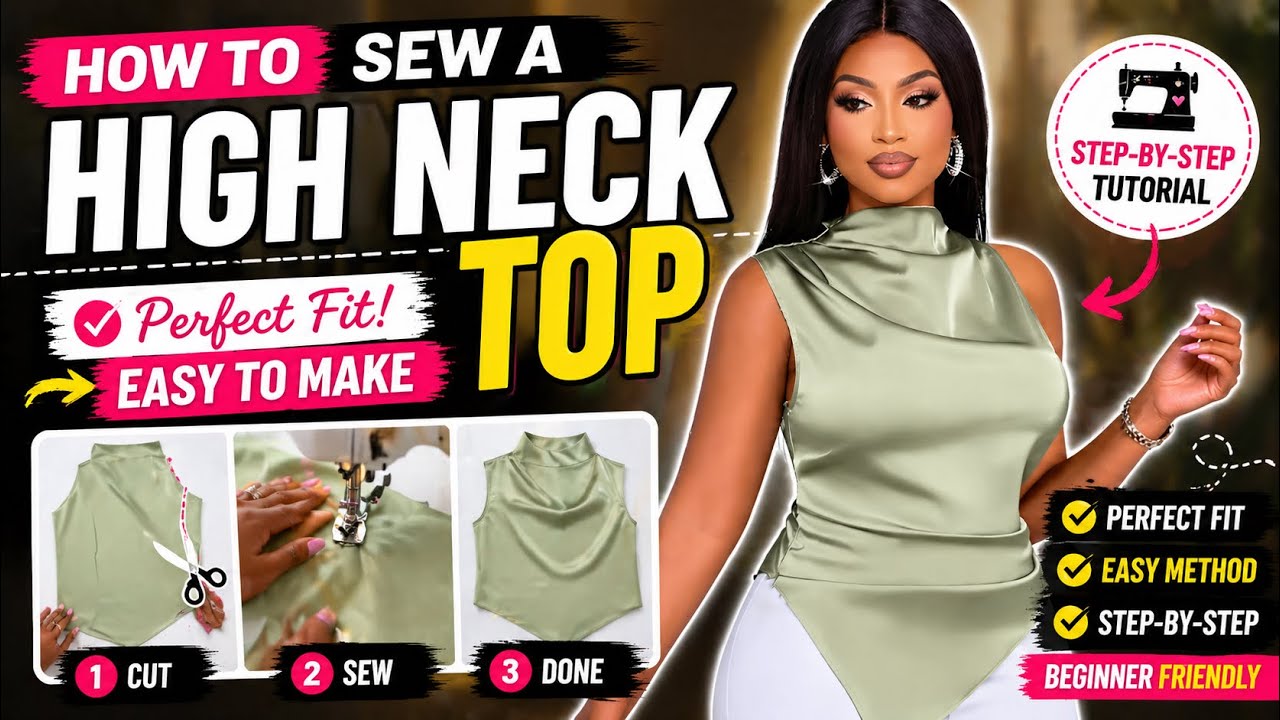 Sew this stunning high neck turtleneck top. perfect fit | beginner ...