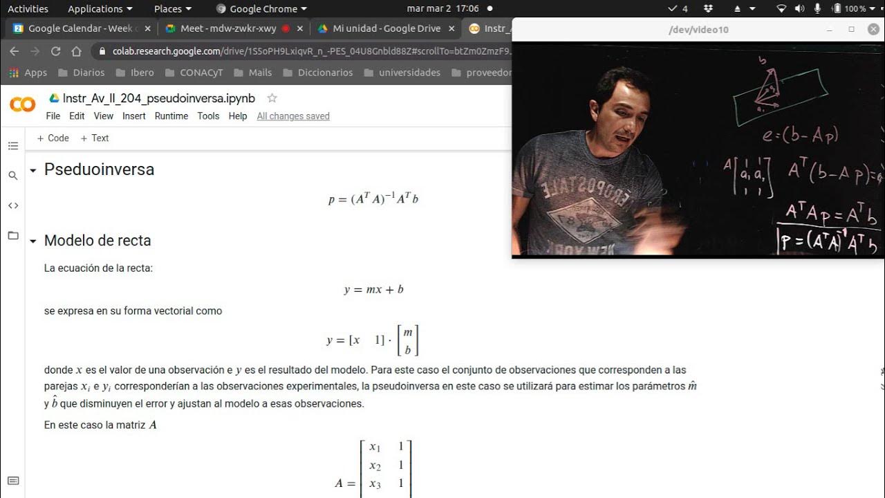 AvanzadaII 20210302 pseudoinversa estimacion de model python - YouTube