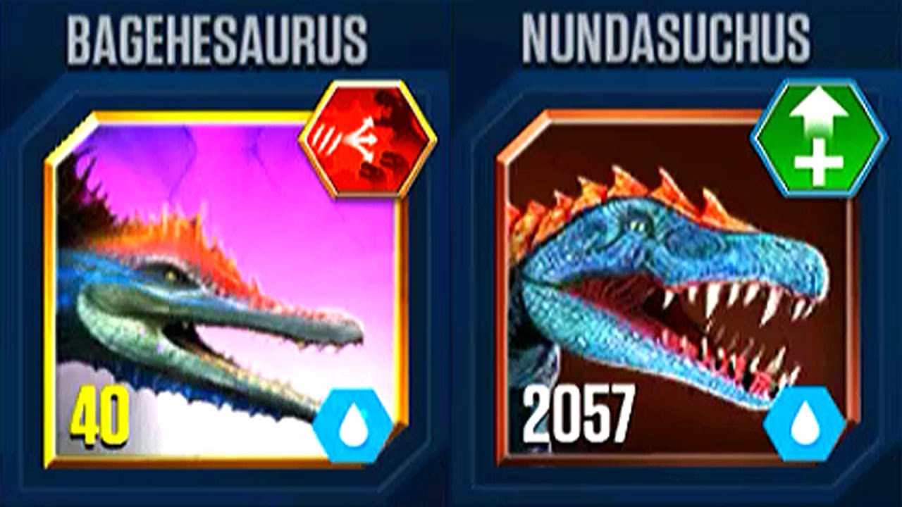 BAGEHESAURUS VS NUNDASUCHUS | JURASSIC WORLD THE GAME - YouTube