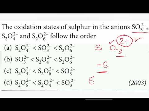 The oxidation states of sulphur in the anions SO3 2-, S2O4 2- and S2O6 ...