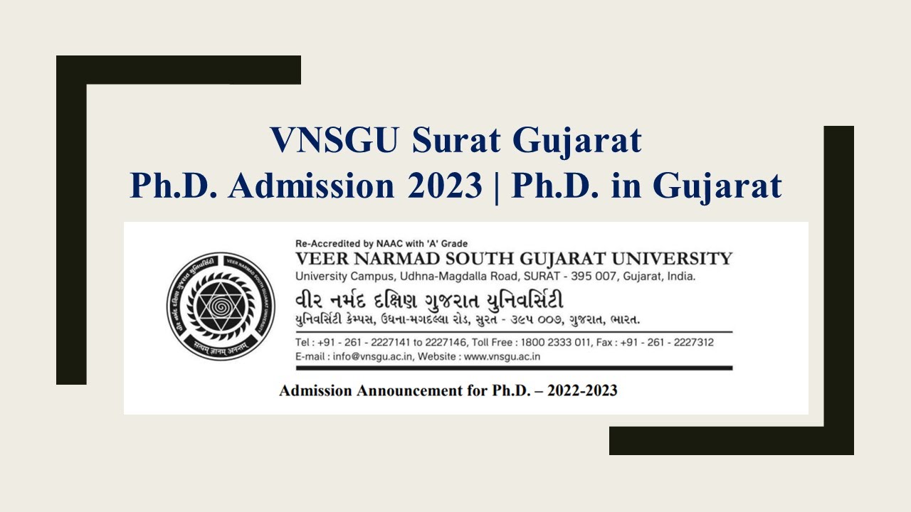 VNSGU Surat Ph.D. Admission | Ph.D. Admission 2022-2023 in gujarat ...