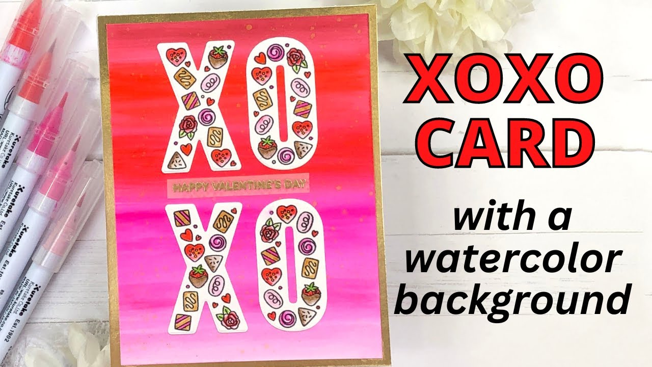 XOXO Card with a Watercolor Background | Pretty Pink Posh - YouTube
