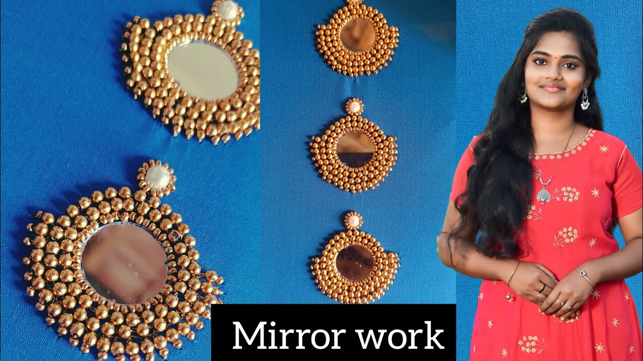Aari work blouse 01 💥Simple Sleeve design.... Mirror work #mirrorwork# ...