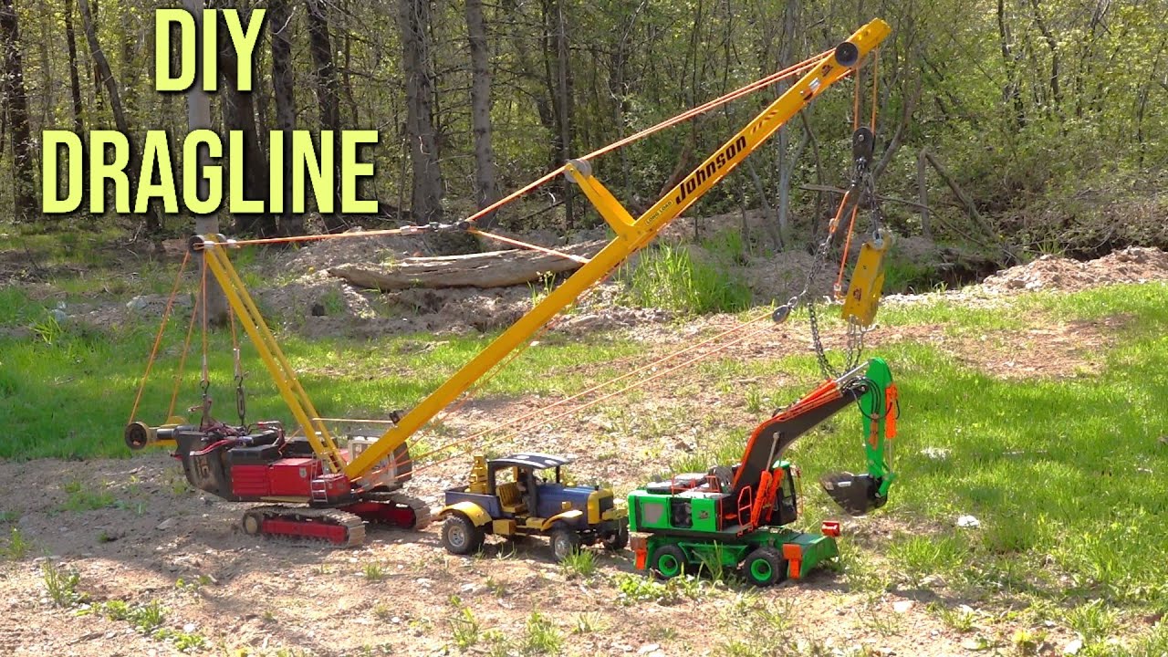 I BUiLT a 100lb RC DRAGLINE Excavator | Creek Rescue Mission & Backyard ...