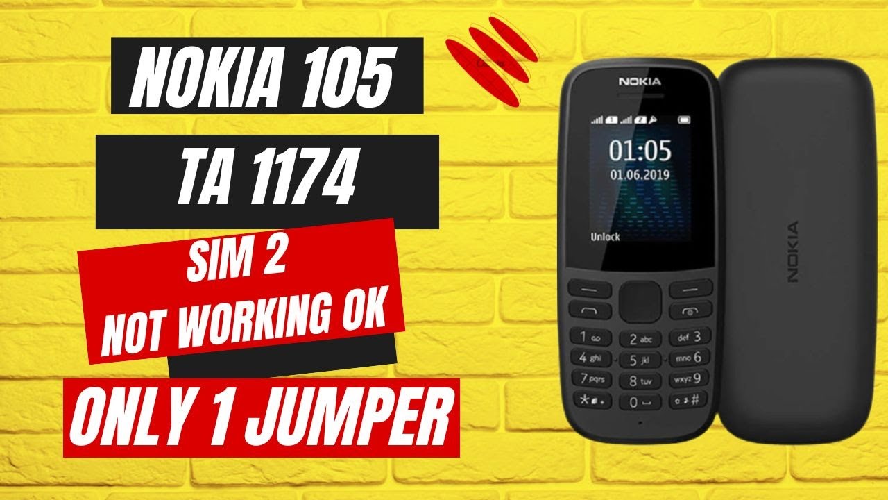 Nokia 105 TA 1174 sim ways sim 2 problem clear only one jumper - YouTube
