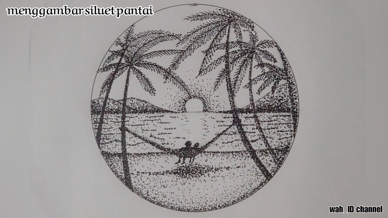 gambar pantai dgn teknik pointilis || pointilism drawing | gambar ...