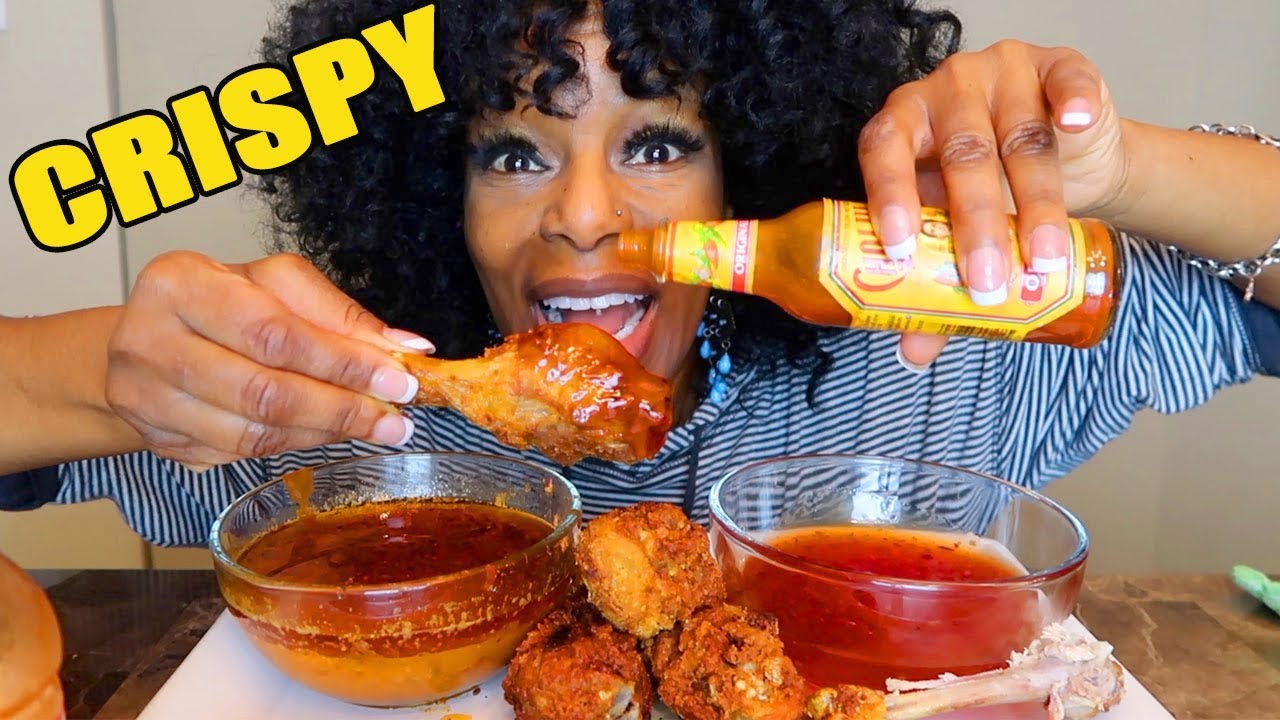 CRISPY FRIED CHICKEN DRIPPING IN BLOVE SAUCE | FRIED CHICKEN MUKBANG ...
