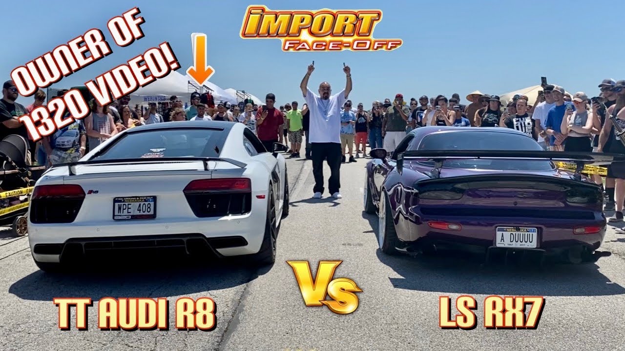 2 Step / Rev Battle IFO Iowa 2022 with TT Audi R8 vs LS RX7 vs Mustang ...