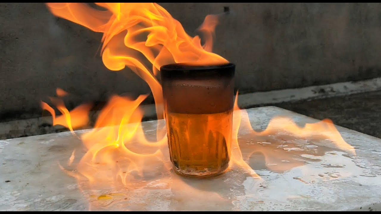 Sulphuric Acid + petrol=amazing reaction - YouTube