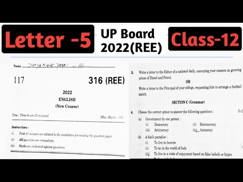Letter to Editor Class-12 /Class-12 letter up board/up board letter ...