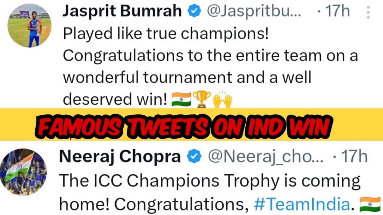 Viral tweets on India CT win/India wins CT 25 - YouTube