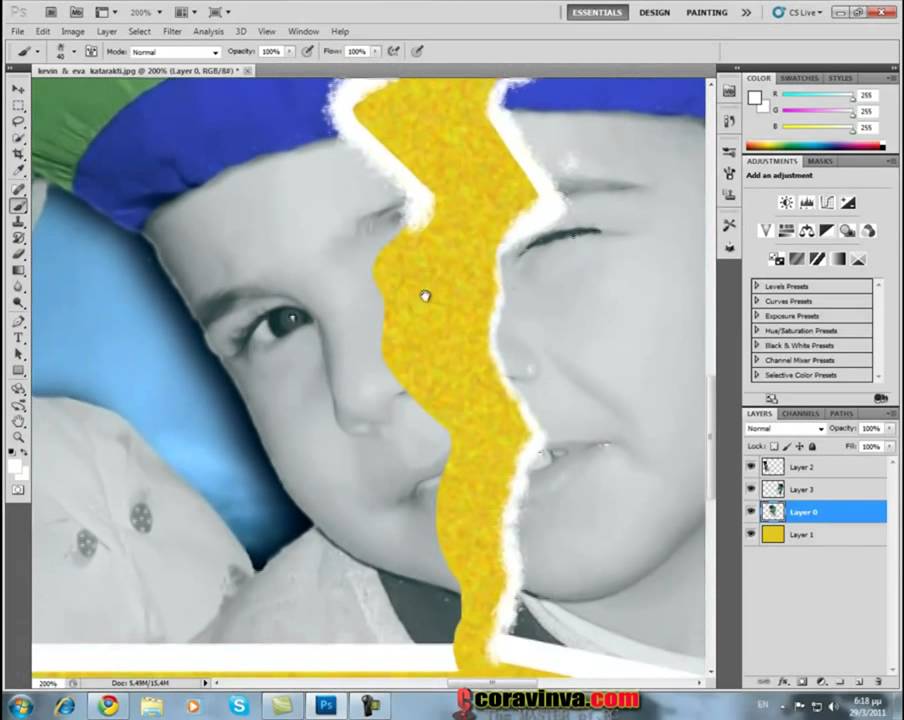 tutorial photoshop tear the photo - YouTube