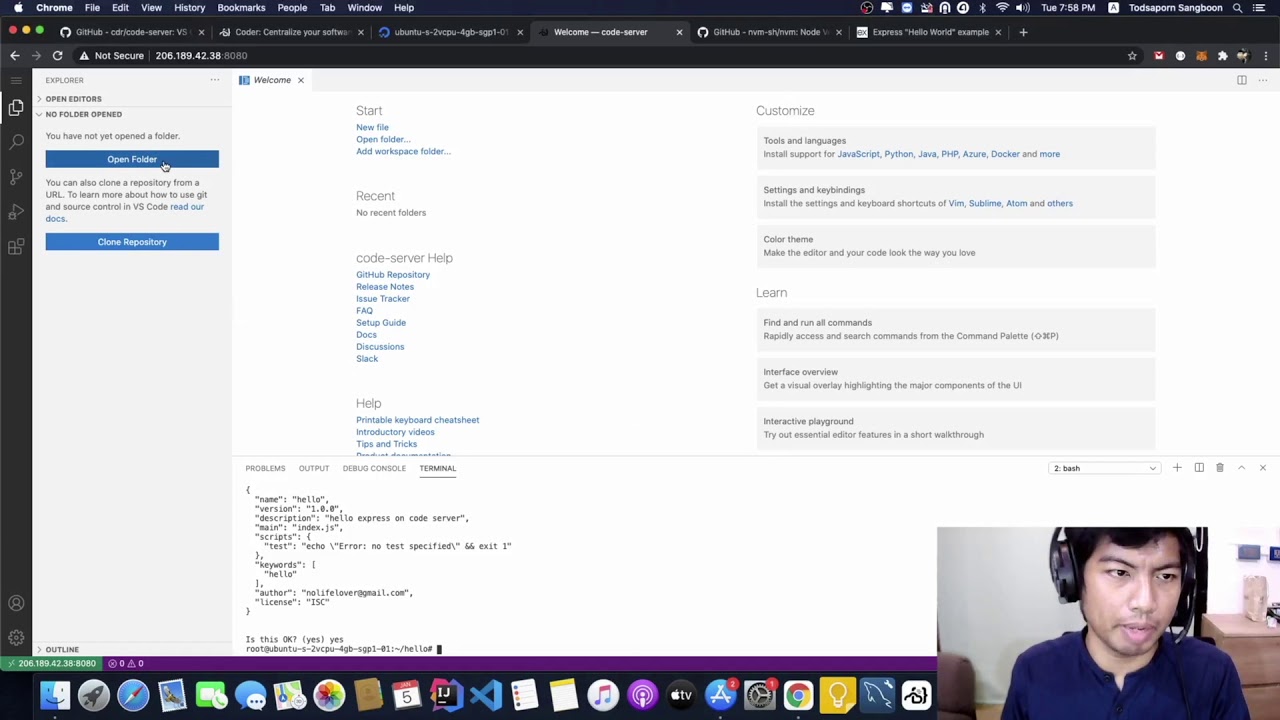EP.2 ทดลองเขียน backend ด้วย express บน Code Server - YouTube