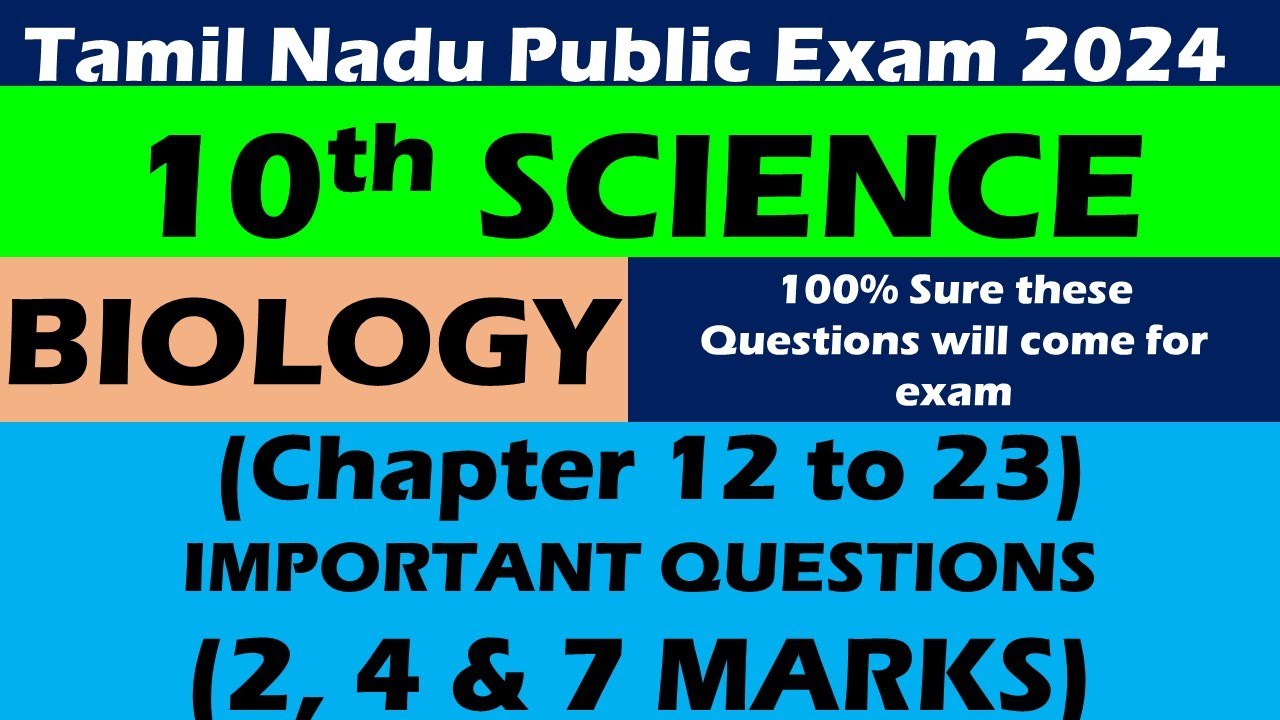 10th Science BIOLOGY Chapter 12 to 23 IMPORTANT QUESTIONS | Idea to ...