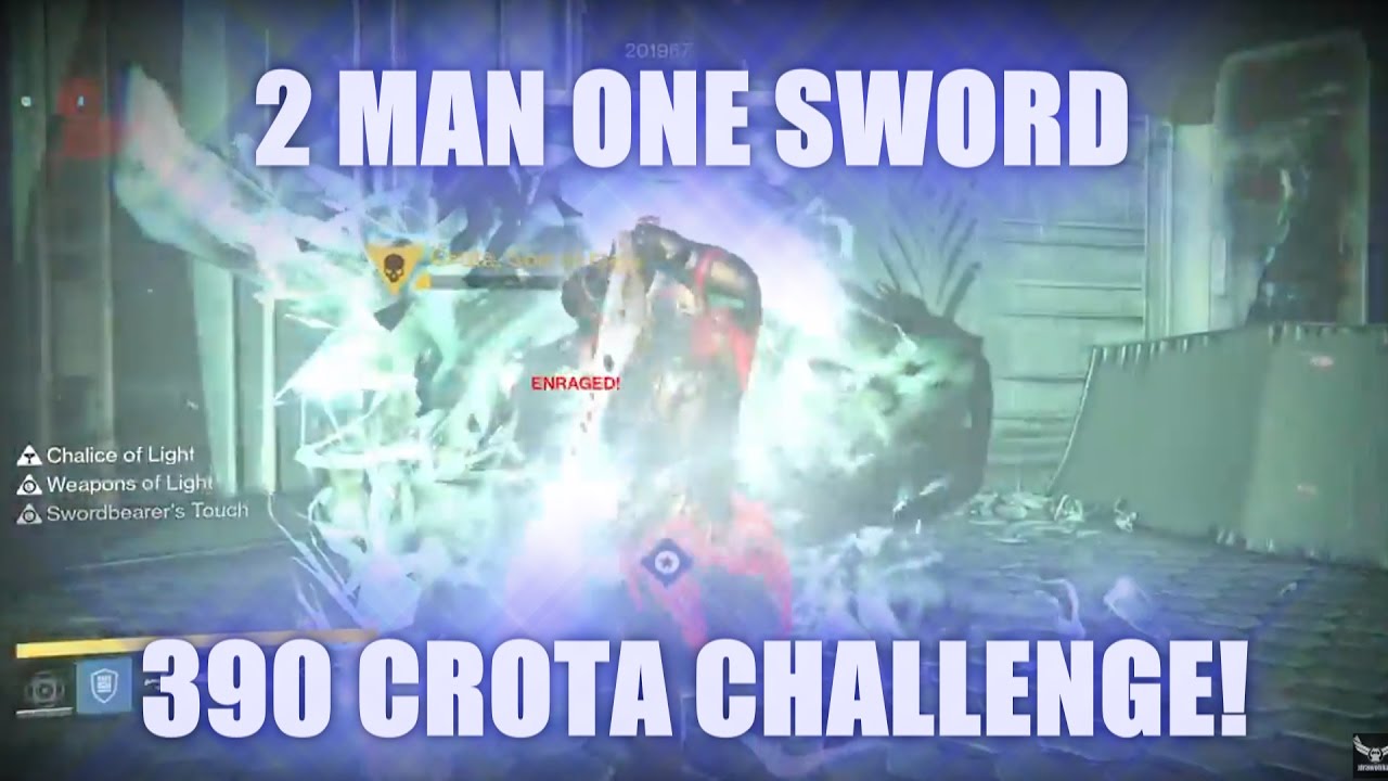 Destiny - 2 Man 390 Crota Challenge One Sword Strategy - YouTube