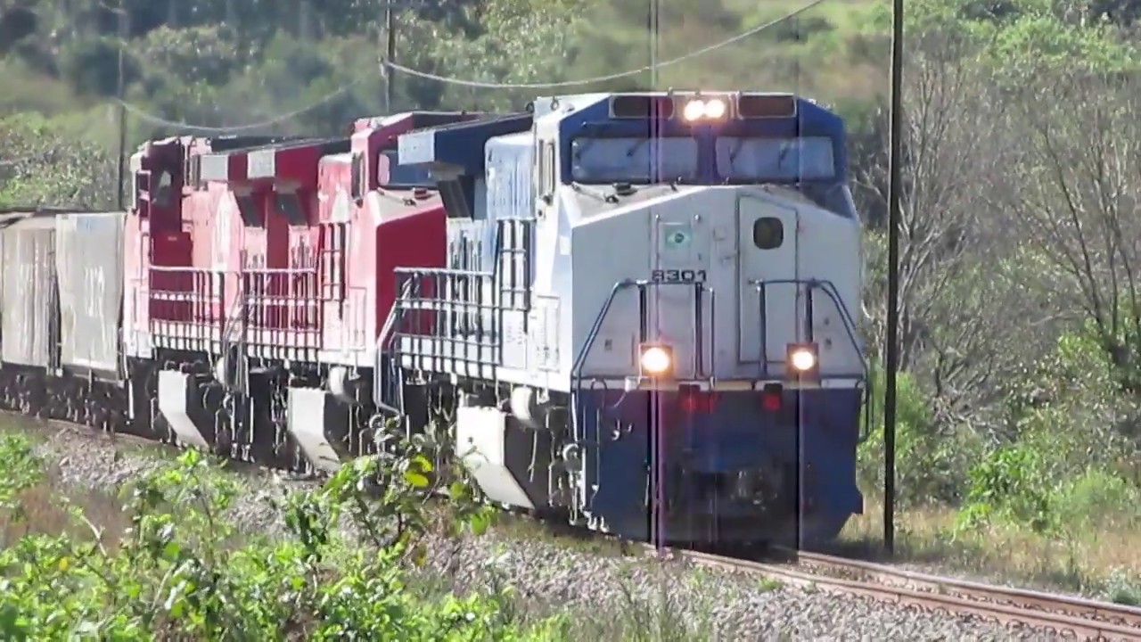 Trem carregado com trio de DASH-9 #8301 RUMO, #8305, #8313 ALL - YouTube