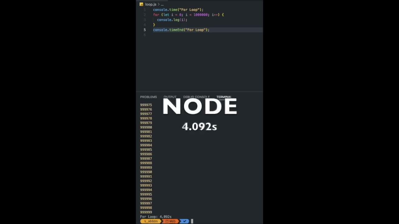 Comparison loop performance. NodeJS & Deno - YouTube