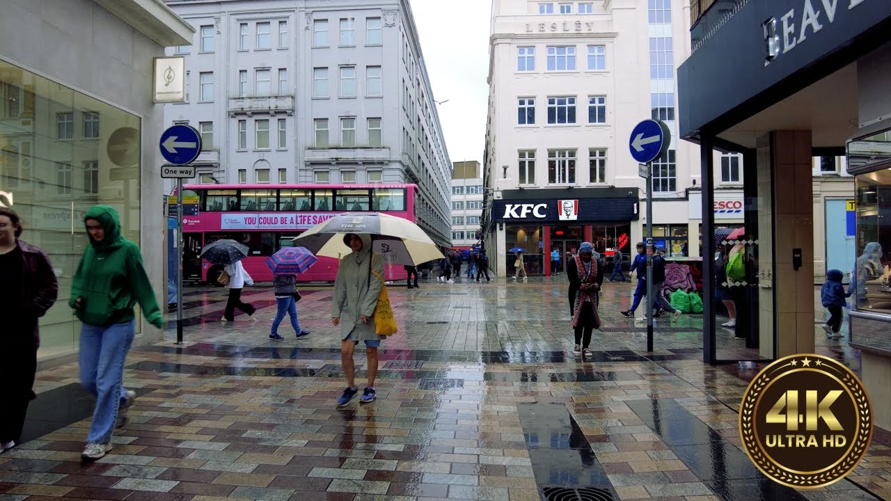 Rainy Belfast City Centre Walking Tour | 4K Binaural Sounds Northern ...
