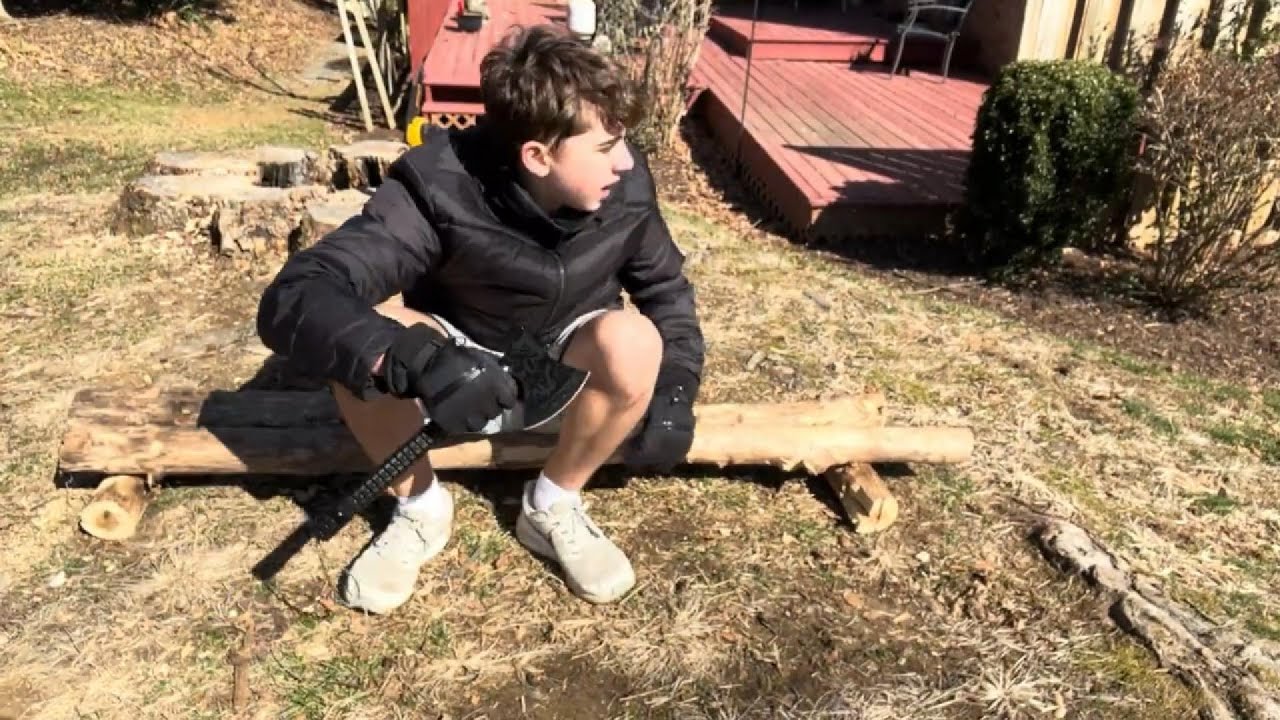 Bushcraft Log Bench Made from Axe and a Saw - YouTube