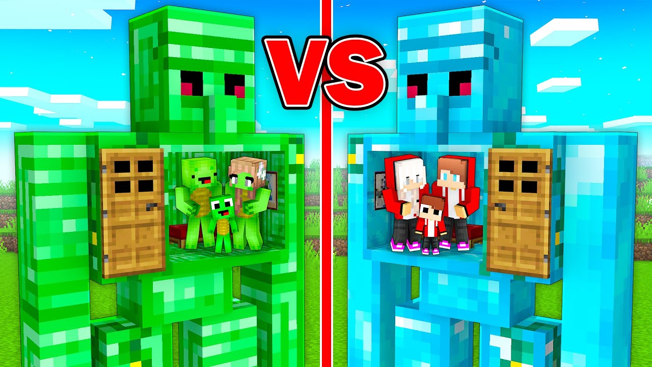Mikey EMERALD vs JJ DIAMOND Golem SECRET BASE in Minecraft - Maizen - YouTube