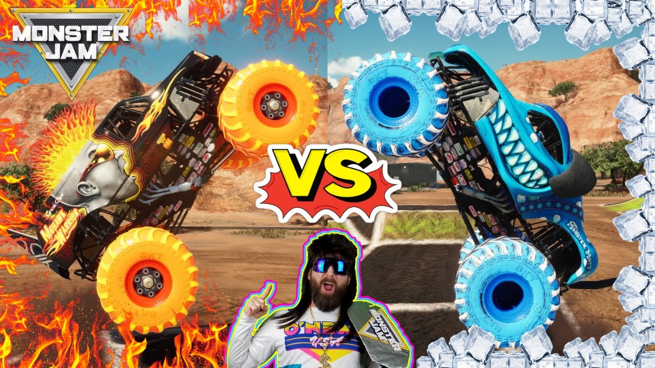 Monster Jam Fire and Ice Monster Trucks Steel Titans Backflip ...