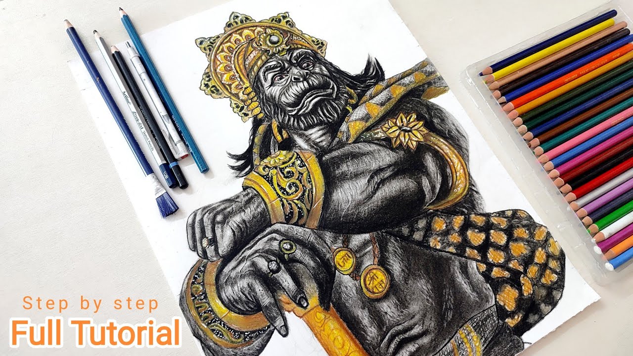 Hanuman Drawing 😍 Part-2 || Step by Step Tutorial || Hanuman easy ...
