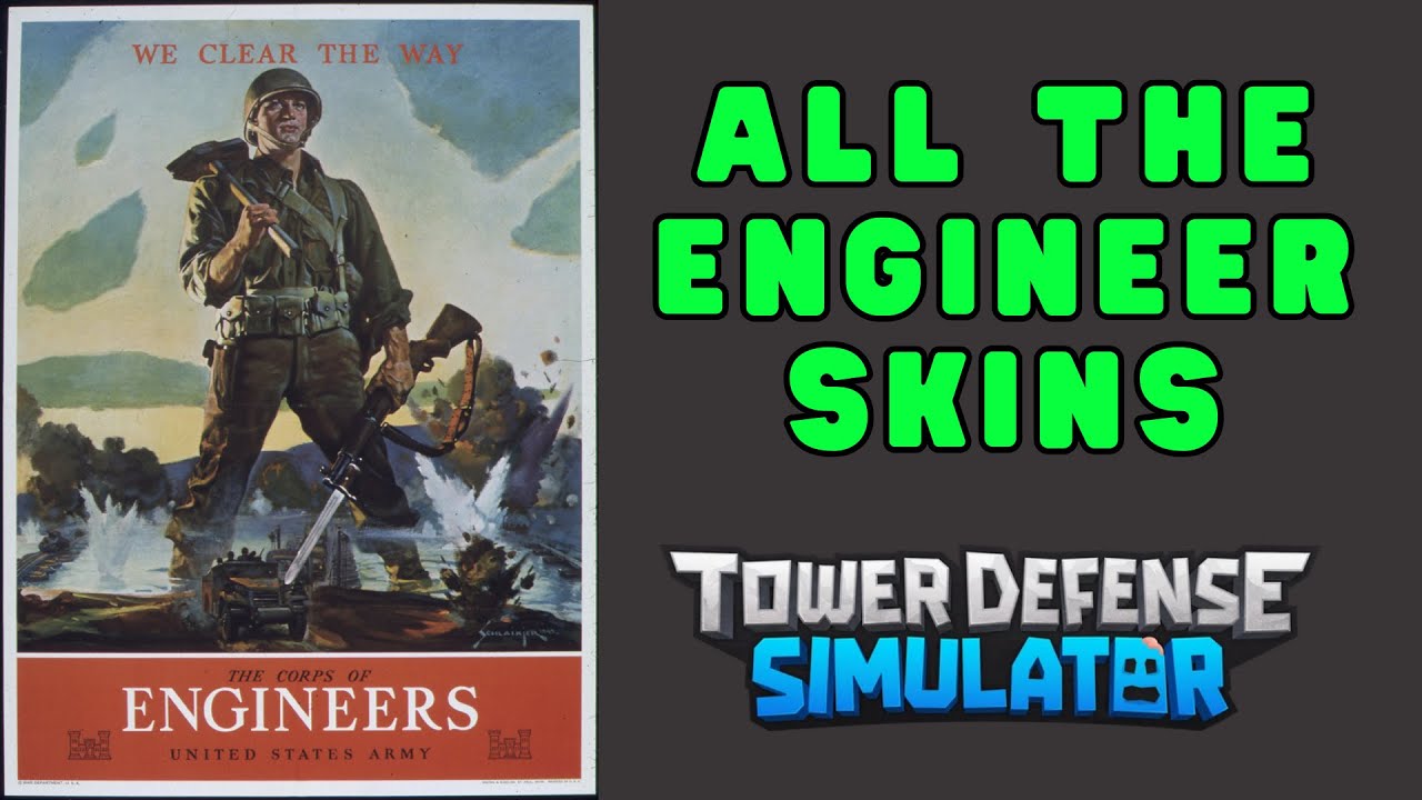 All the Engineer skins in Tower Defense Simulator (TDS) - YouTube