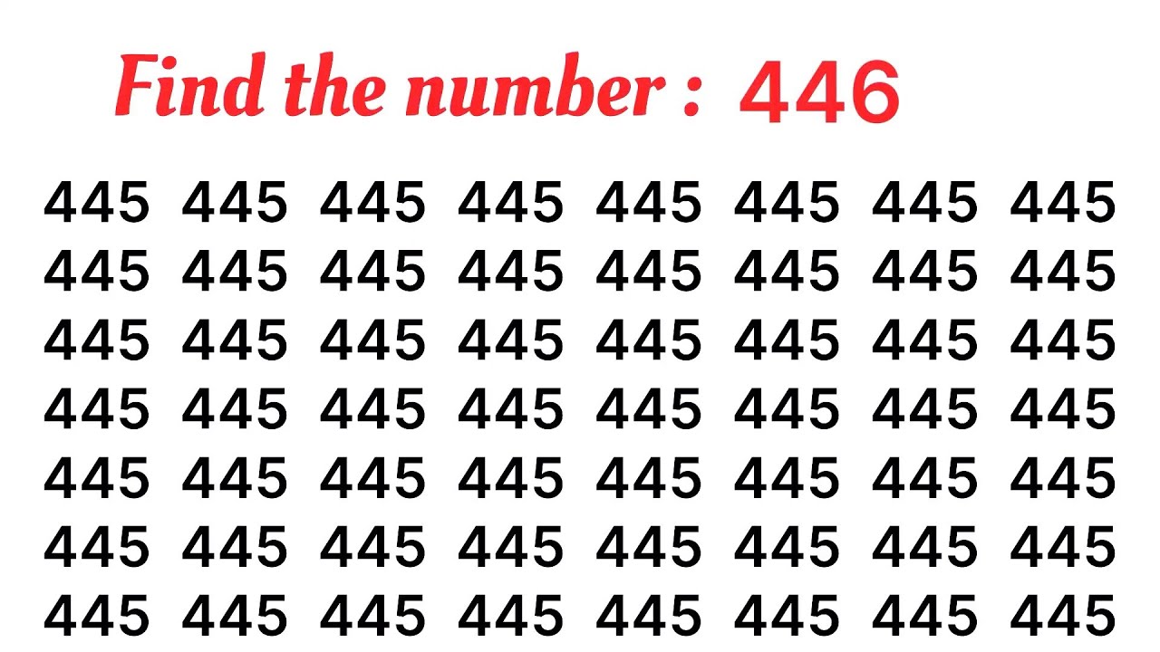 How Fast Can You Find the Number "446". Test your eyes. Focus your mind ...